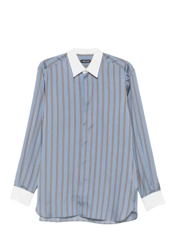 TOM FORD Fluid Fit Striped Shirt - Blue