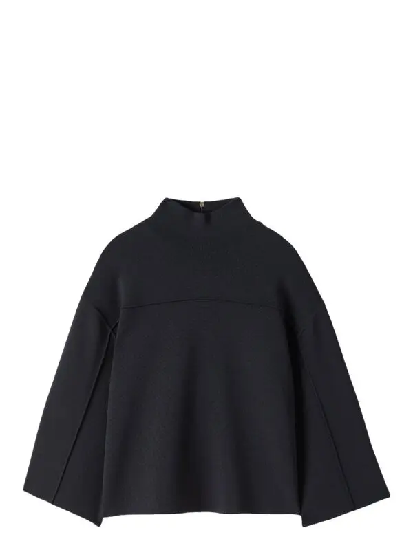 JOSEPH High Neck Boxy Top With Kimono Sleeves - Black