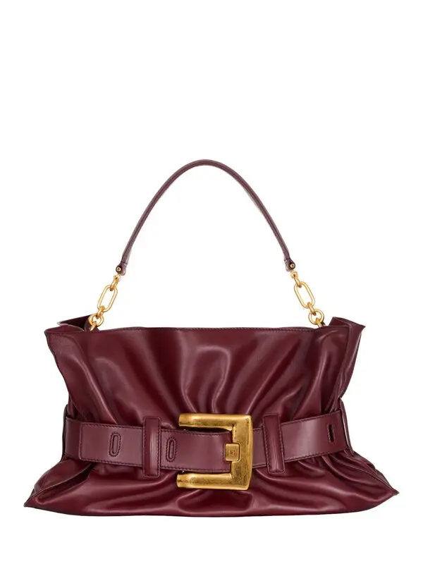 Balmain Medium Anthem Bag In Leather - Red