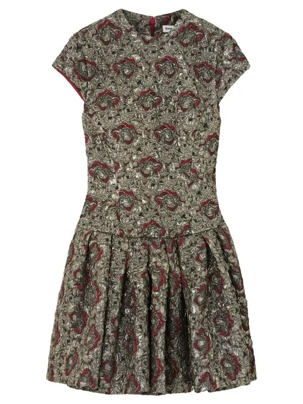 Simkhai Elowen Pleated Metallic Jacquard Mini Dress - Multicolor