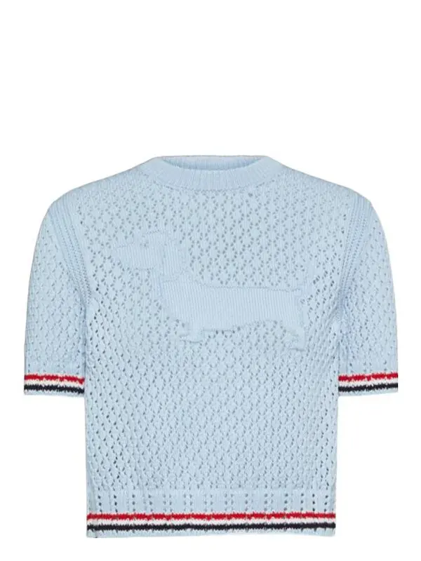 Thom Browne Hector Pointelle Knit Cropped T-shirt - Multicolor