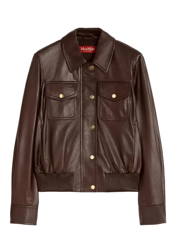 Max Mara Biada Leather Jacket - Brown