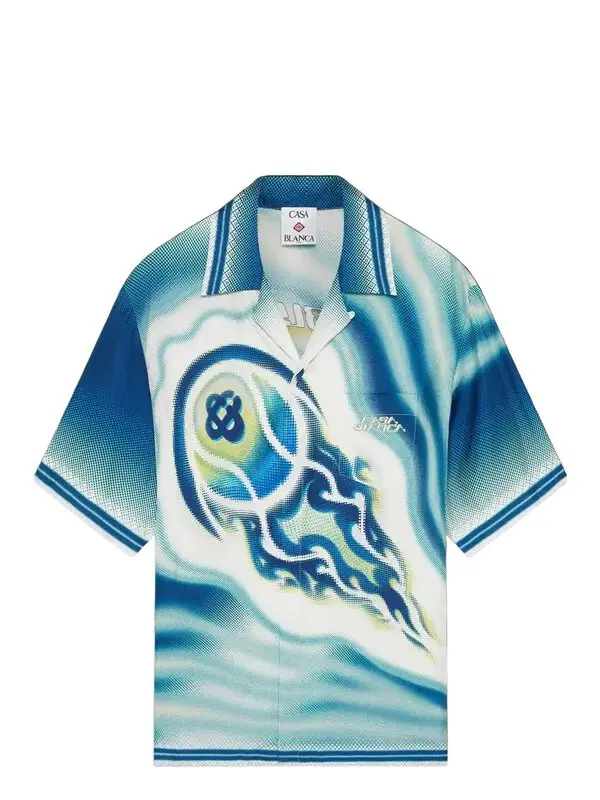 Casablanca Flaming Tennis Printed Shirt - Blue