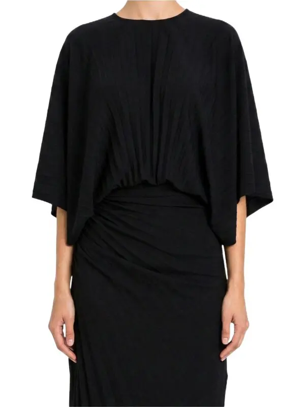 TWINSET Pleated Poncho Top - Black