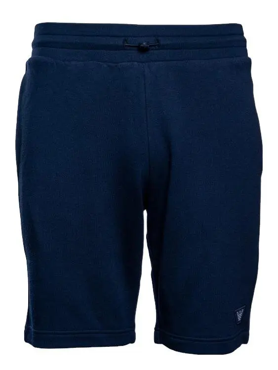 Emporio Armani Elastic Waist Shorts With Embroidered Logo - Blue
