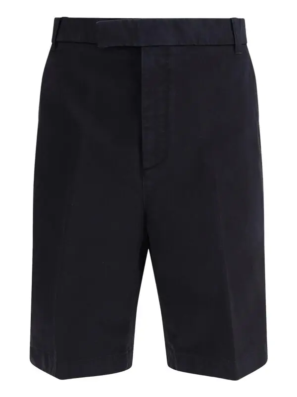 Thom Browne Buttoned Chino Shorts With Grosgrain Strap - Navy Blue
