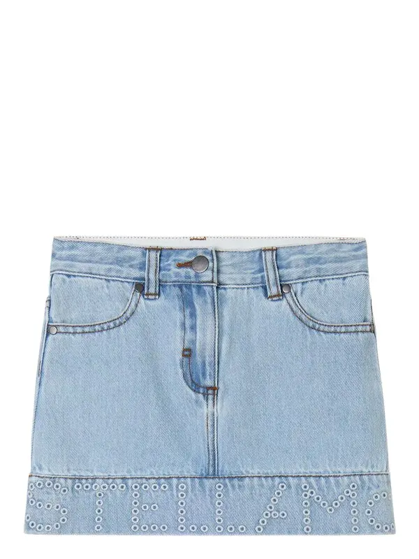 Stella McCartney Eyelet-embellished Denim Skirt - Blue