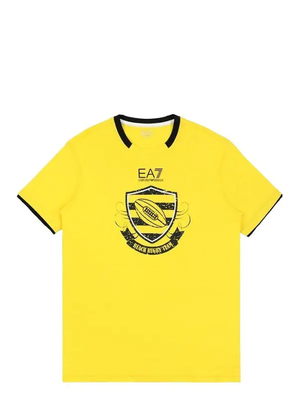 EA7 Logo Round-necked T-shirt - Yellow