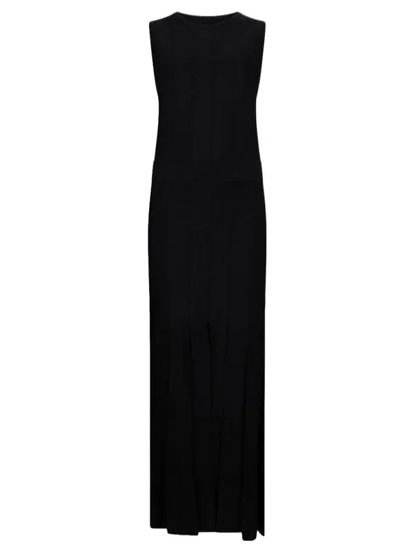 Liu Jo Sleeveless Knit Maxi Dress With Fringed Hem - Black