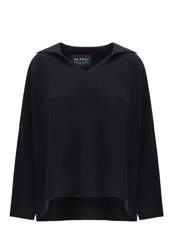 Alanui Fine Knit Polo Jumper - Black