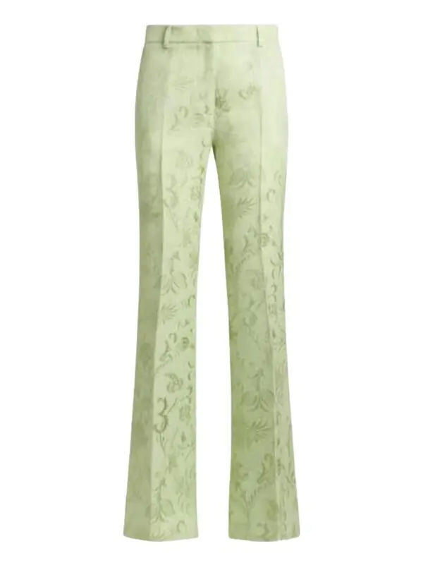 Etro Jacquard Floral Motif Bootcut Trousers - Green