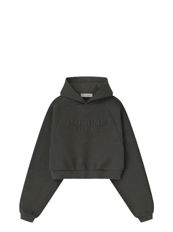 Fear Of God Cropped Raglan Hoodie - Charcoal Heather