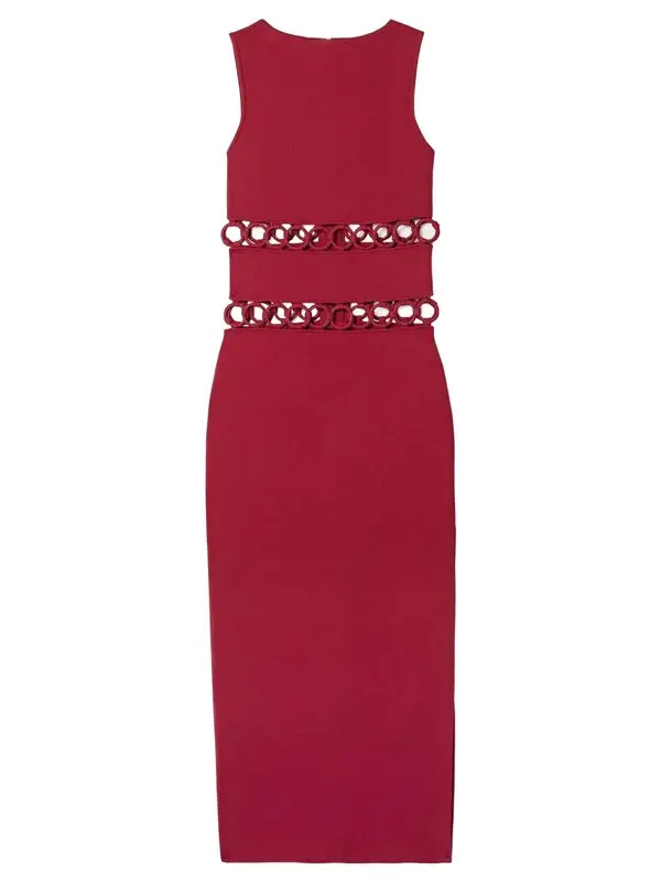 Cult Gaia Round Neck Sleeveless Cut Out Midi Dress - Red