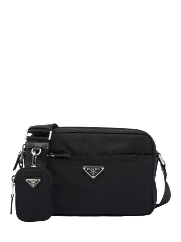 Prada Re-nylon Shoulder Bag With Detachable Pouch - Black