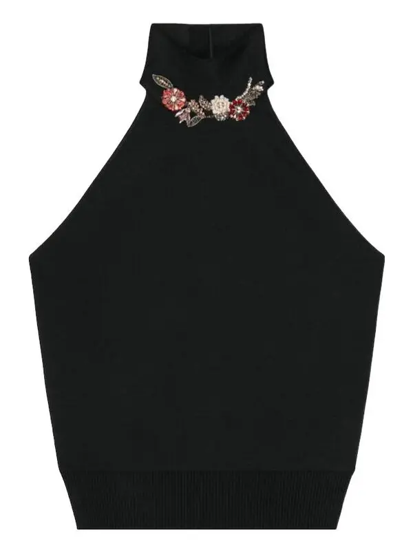 Givenchy Viscose Halterneck Top With Crystal Embellishments - Black