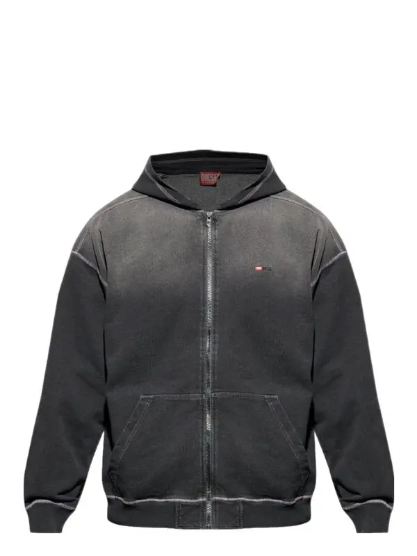 DIESEL® Zip-fastening Hoodie With Ribbed Trim - Black