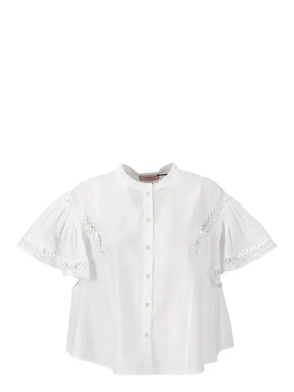 TWINSET Lace-trimmed Buttoned Blouse - White
