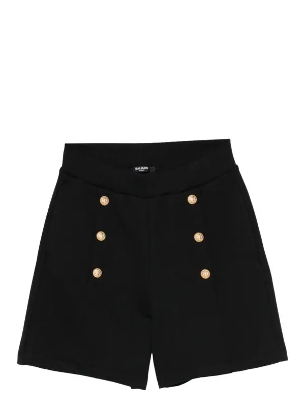 Balmain Cotton Button Shorts - Black