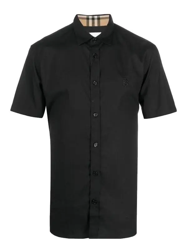Burberry Monogram Motif Short Sleeve Shirt - Black