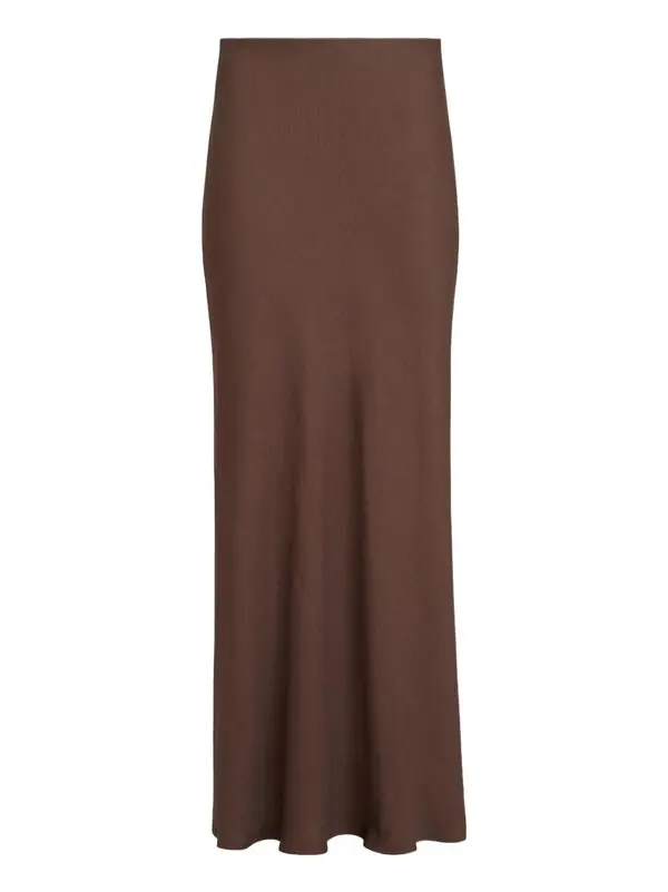 Brunello Cucinelli High-waist Maxi Skirt With Side Vents - Cocoa