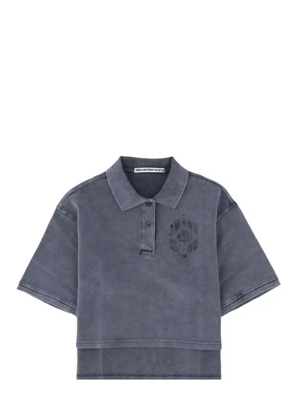 Alexander Wang Cropped Piqué Polo T-shirt - Blue