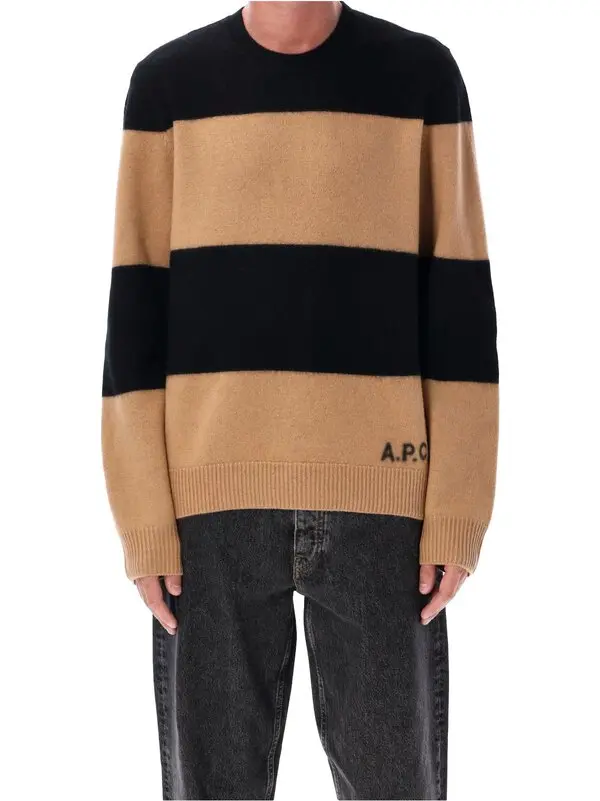 A.p.c. Edwardo Striped Jacquard Logo Jumper - Black