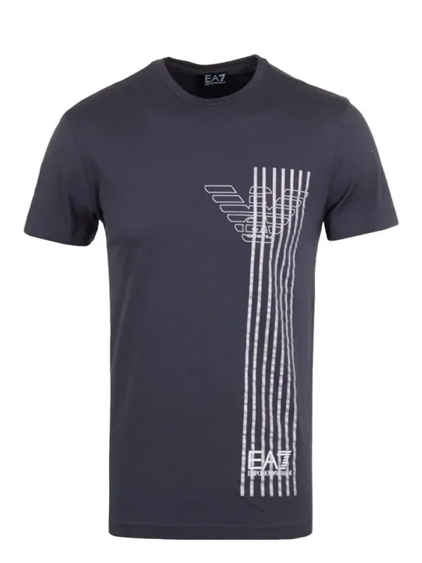 EA7 Navy Blue Round Collar Logo T-shirt - Black