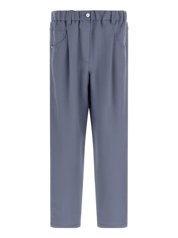 Brunello Cucinelli Elasticated Waist Straight Leg Trousers - Blue