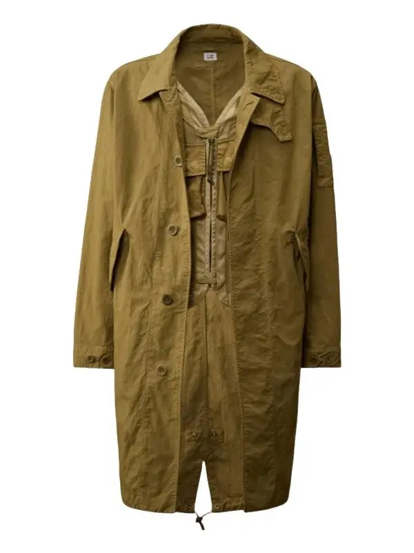 C.P. COMPANY Lens-detail Long-sleeve Coat - Brown