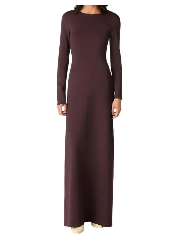 Bottega Veneta Long Sleeve Viscose Dress With Chain Detail - Deep Barolo