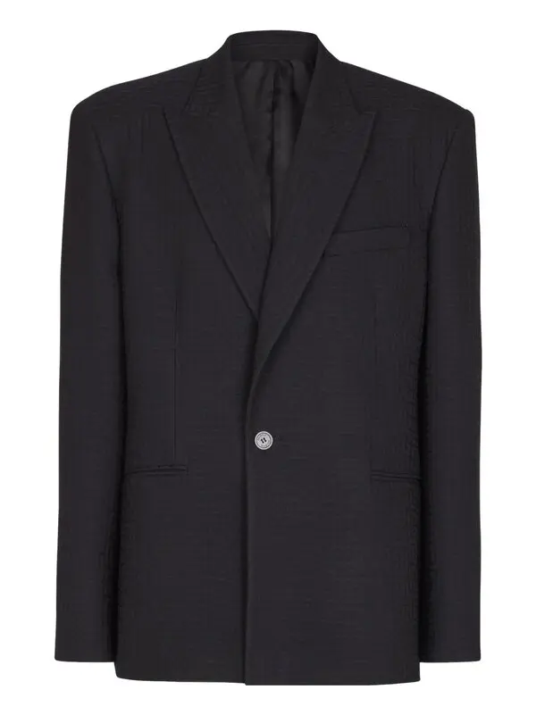 Balmain Monogram Grain De Poudre Single-button Jacket - Black