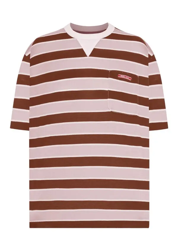 Prada Striped Lisle Crewneck T-shirt - Pink
