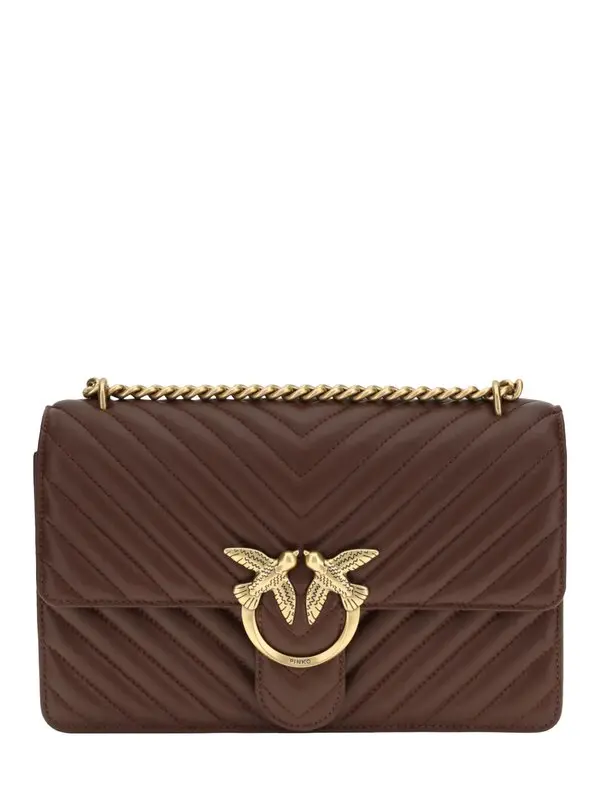 Pinko Classic Love One Chevron Crossbody Bag - Brown