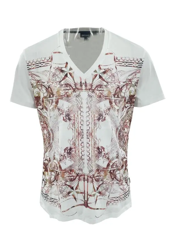 Just Cavalli Pattern Printed Short-sleeved T-shirt - White
