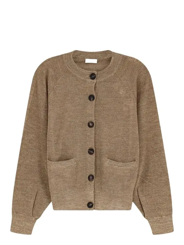Brunello Cucinelli Crew Neck Long-sleeved Cardigan With Button Closure And Patch Pockets - Brown