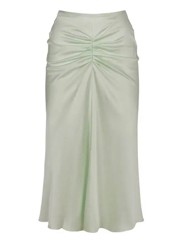 Victoria Beckham Gathered Crepe Midi Skirt - Gray