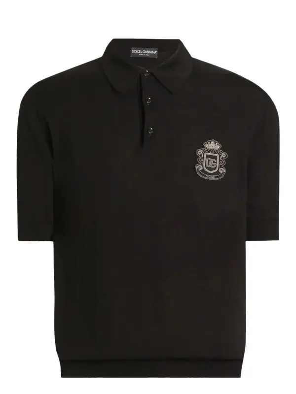 Dolce & Gabbana Dolce Gabbana Heraldic Patch Polo Shirt - Black