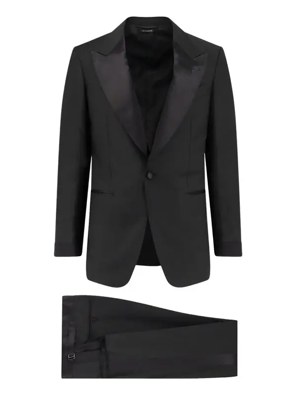 TOM FORD Single-breasted Satin Suit - Black