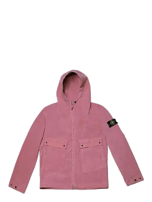 Stone Island Logo Patch Hooded Jacket - Pink