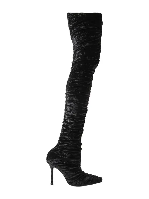 JIMMY CHOO Pleated Thigh-high Stiletto Boots - Black