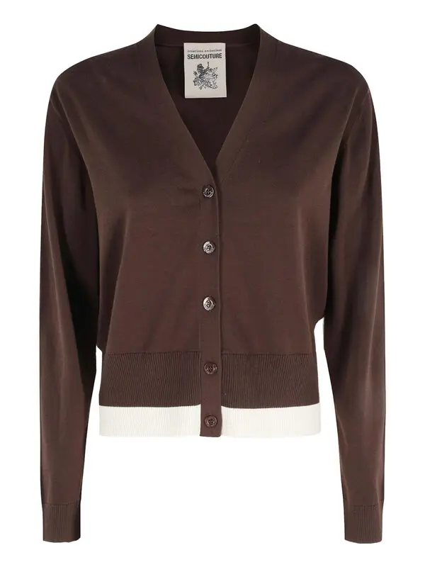 SEMICOUTURE V-neck Button-down Cardigan - Black