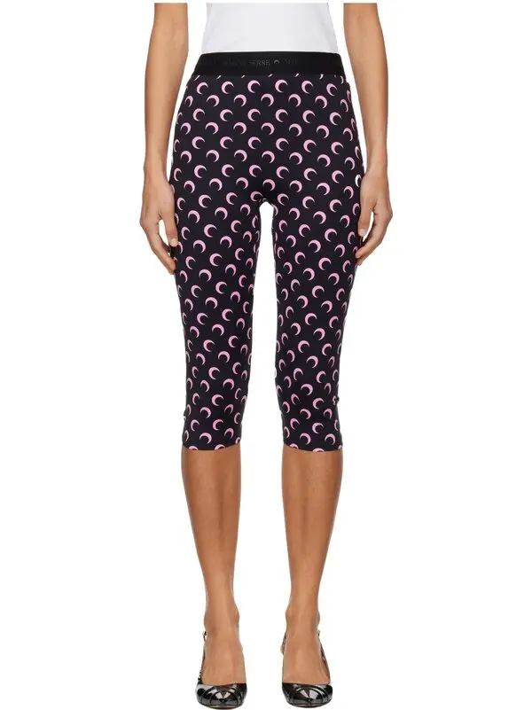 MARINE SERRE Capri Moon-printed Capri Leggings - Black