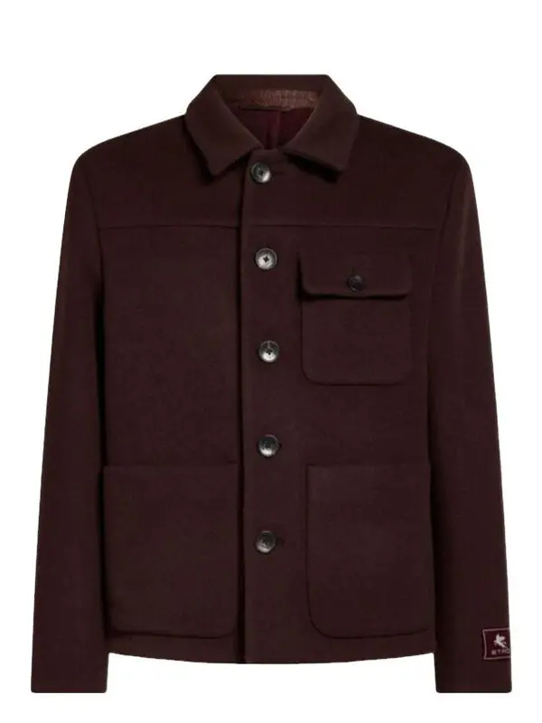 Etro Logo Cashmere Shirt Jacket - Black