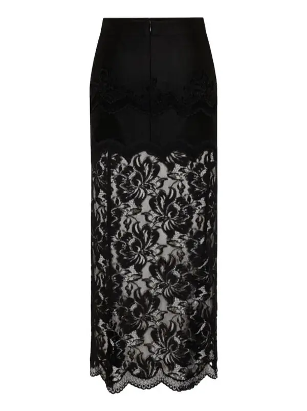Rabanne Scalloped Lace Midi Skirt - Black