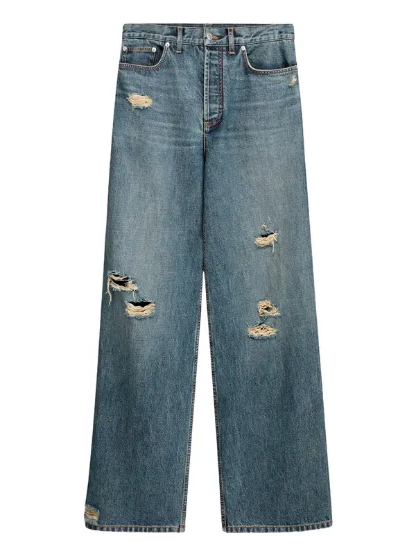 Dior Distressed Wide-leg Jeans - Blue