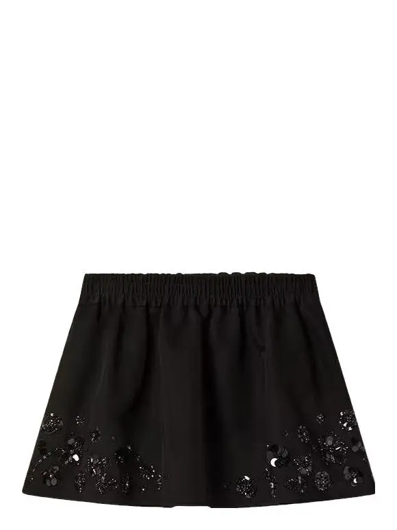 GOLDEN GOOSE Embellished Floral Sequin Mini Skirt - Black