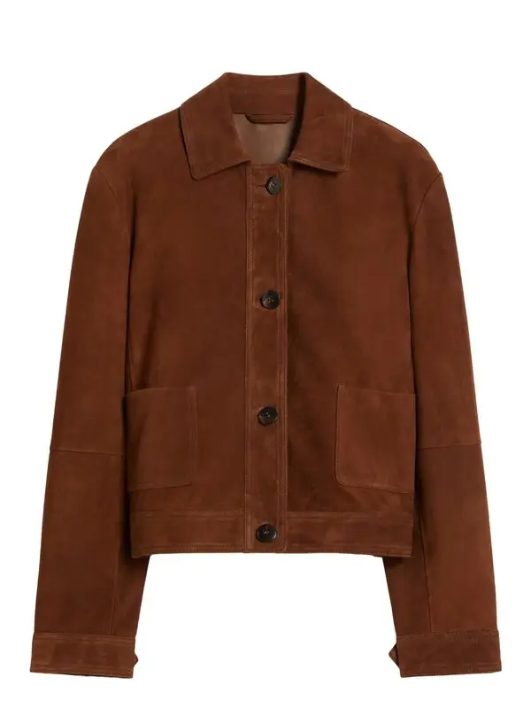 Max Mara Suede Button-up Jacket - Chocolate-colored