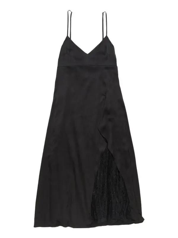 Acne Studios Satin Slip Dress With Lace Detail - Black