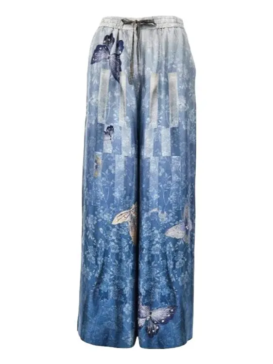 PIERRE-LOUIS MASCIA Printed Wide-leg Trousers - Blu