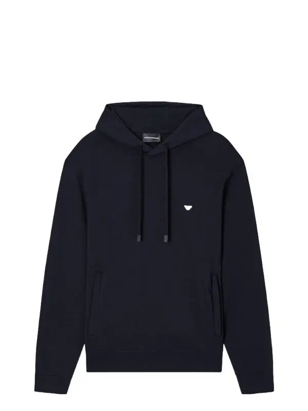 Emporio Armani Micro Eagle Jersey Hoodie - Navy Blue